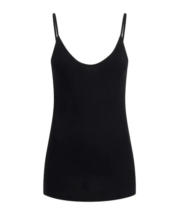 Khaite Fine-ribbed Scoop Neck Tank Top - Black
