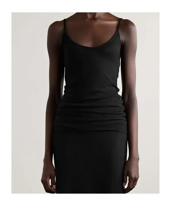 Khaite Fine-ribbed Scoop Neck Tank Top - Black