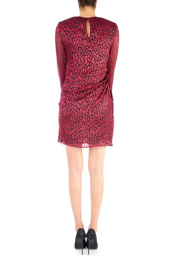 Saint Laurent Long Sleeve Leopard Print Mini Dress