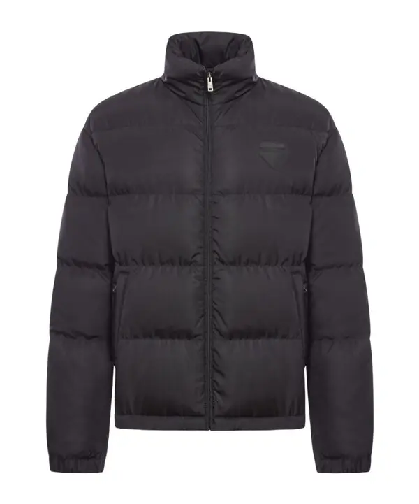 Prada Quilted High Neck Zip-up Jacket - Black