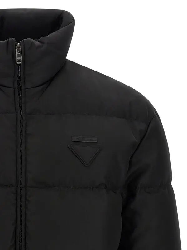 Prada Quilted High Neck Zip-up Jacket - Black
