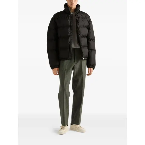 Prada Quilted High Neck Zip-up Jacket - Black