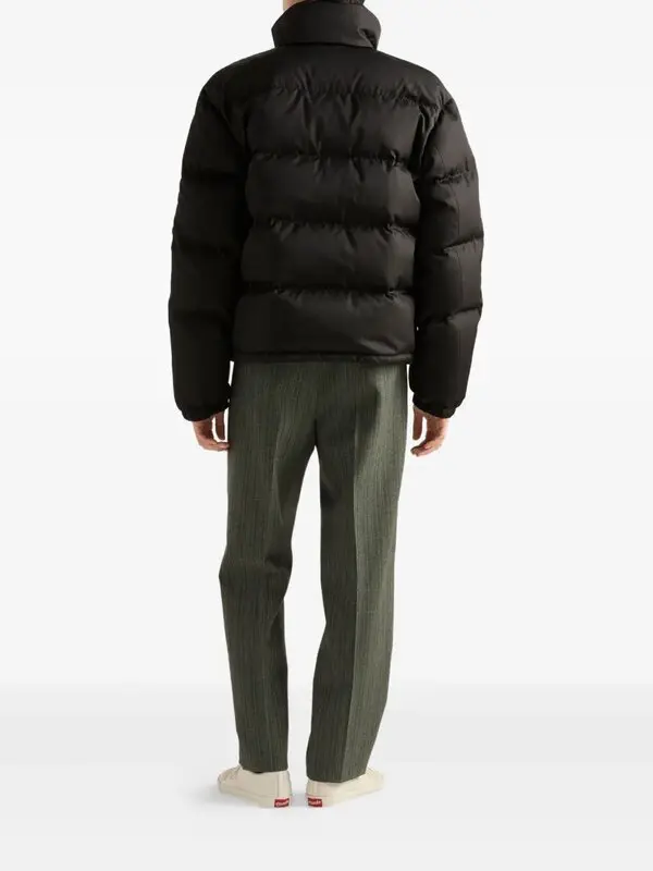 Prada Quilted High Neck Zip-up Jacket - Black