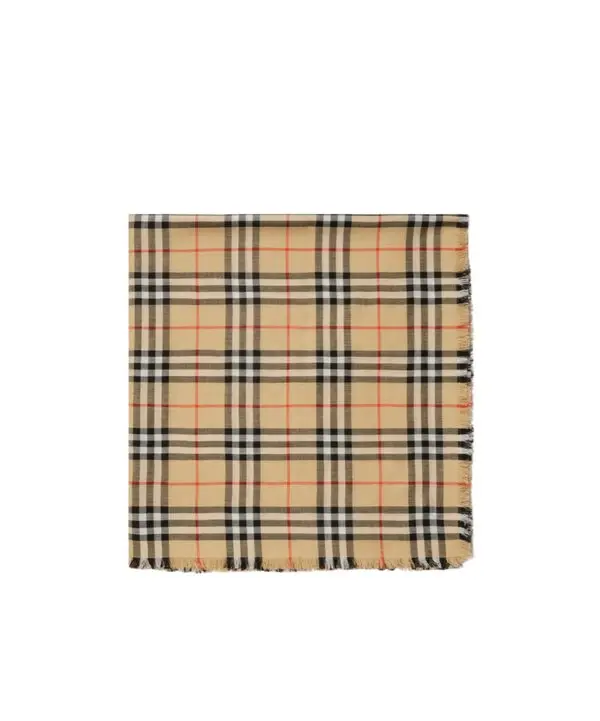 Burberry Checked Fringed Scarf