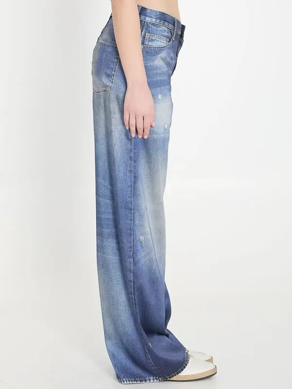 GOLDEN GOOSE Wide-leg Distressed Jeans - Blue