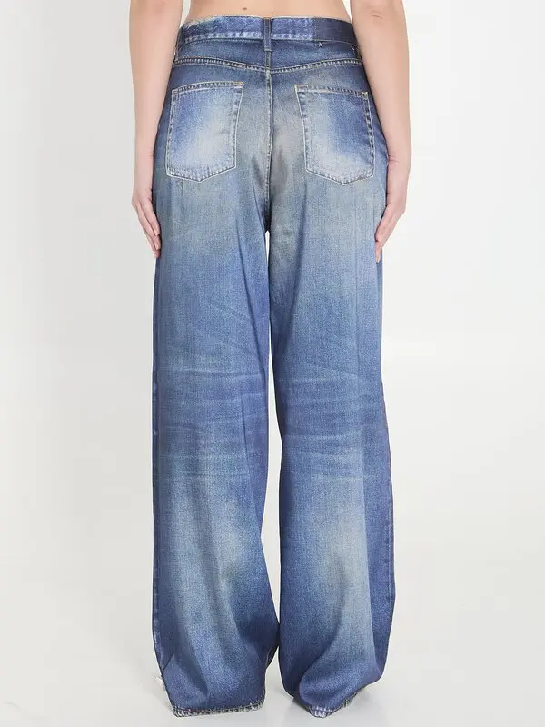 GOLDEN GOOSE Wide-leg Distressed Jeans - Blue