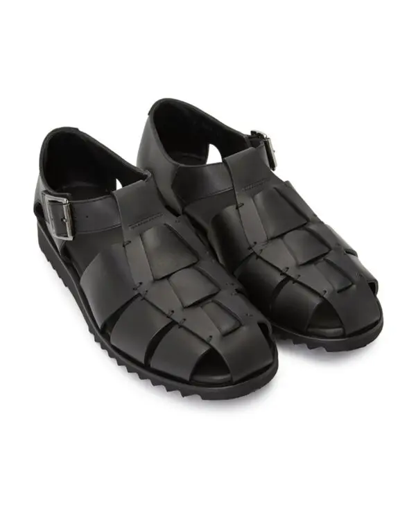 Paraboot Buckled-fastening Sandals With Woven Details - Black