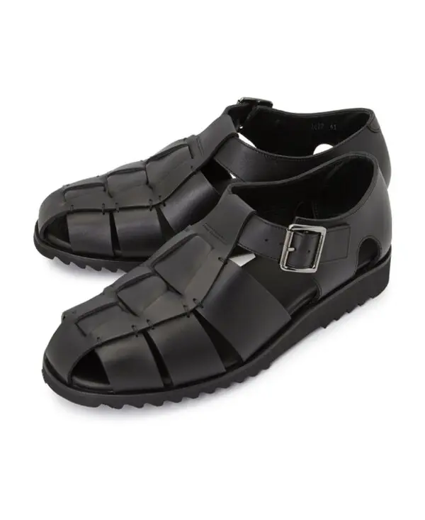 Paraboot Buckled-fastening Sandals With Woven Details - Black