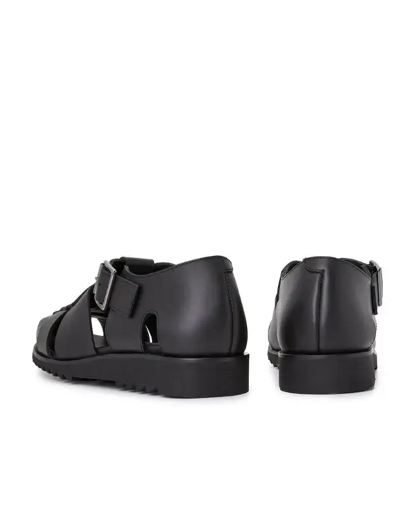 Paraboot Buckled-fastening Sandals With Woven Details - Black