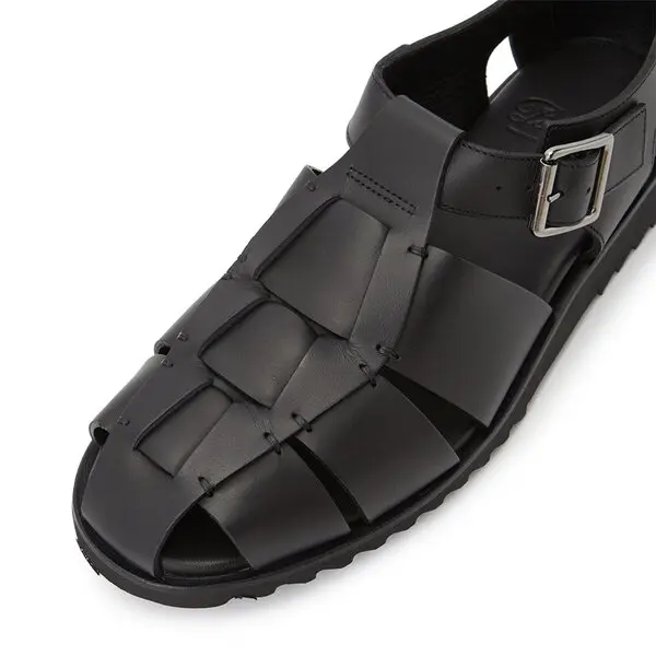 Paraboot Buckled-fastening Sandals With Woven Details - Black