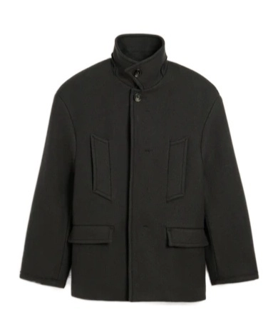 AMI Paris Oversized Gabardine Peacoat - Anthracite