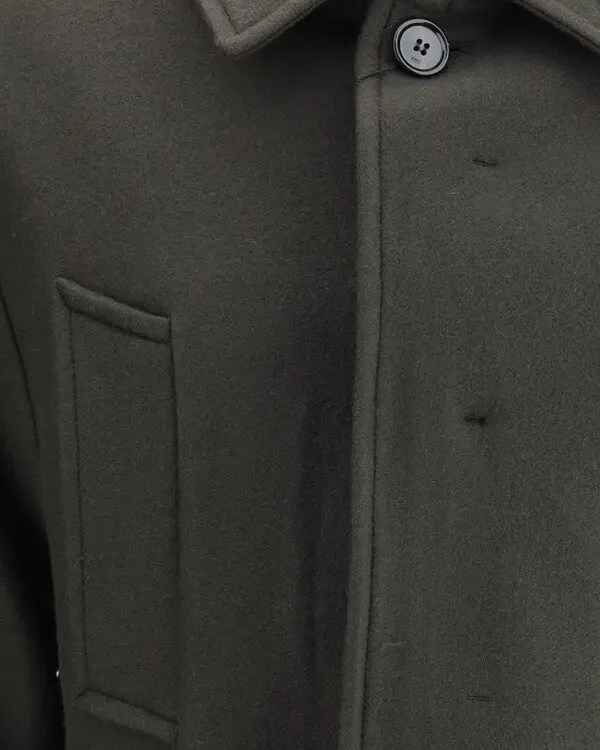AMI Paris Oversized Gabardine Peacoat - Anthracite