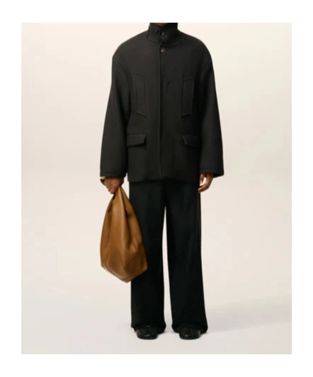 AMI Paris Oversized Gabardine Peacoat - Anthracite