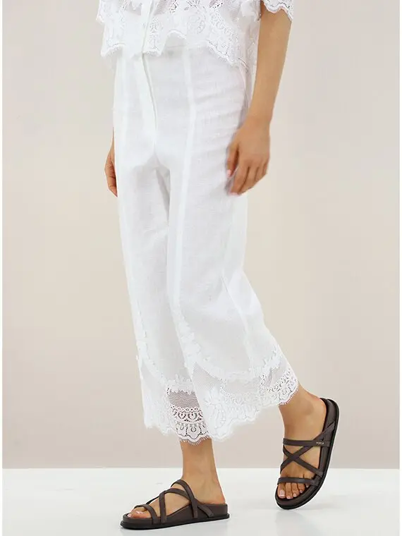 TWINSET Lace Cropped Trousers - No