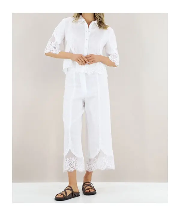 TWINSET Lace Cropped Trousers - No