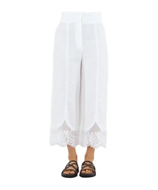 TWINSET Lace Hem High-waist Pants - White