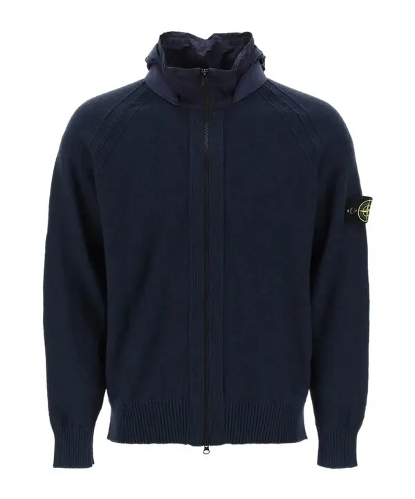 Stone Island Long-sleeved Zipper Cardigan With Hood