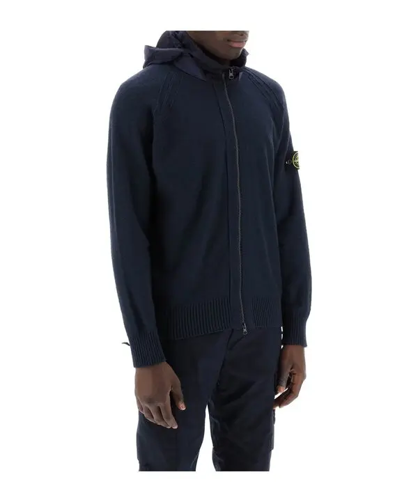 Stone Island Long-sleeved Zipper Cardigan With Hood