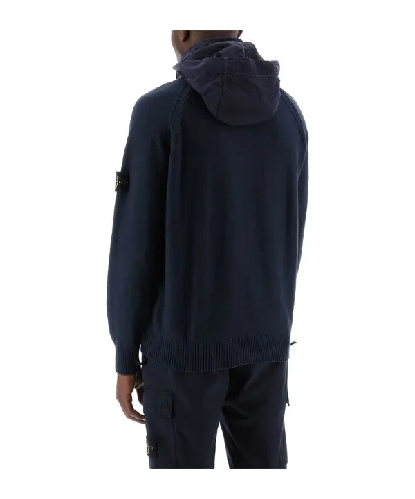 Stone Island Long-sleeved Zipper Cardigan With Hood