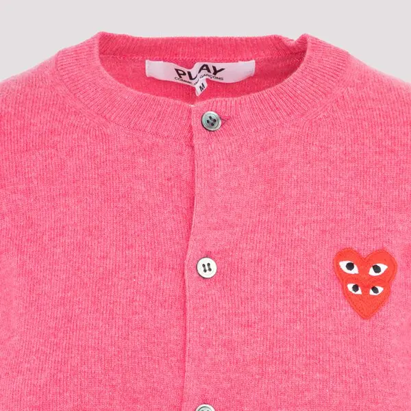 Comme Des Garçons Overlapping Heart Wool Cardigan - Pink