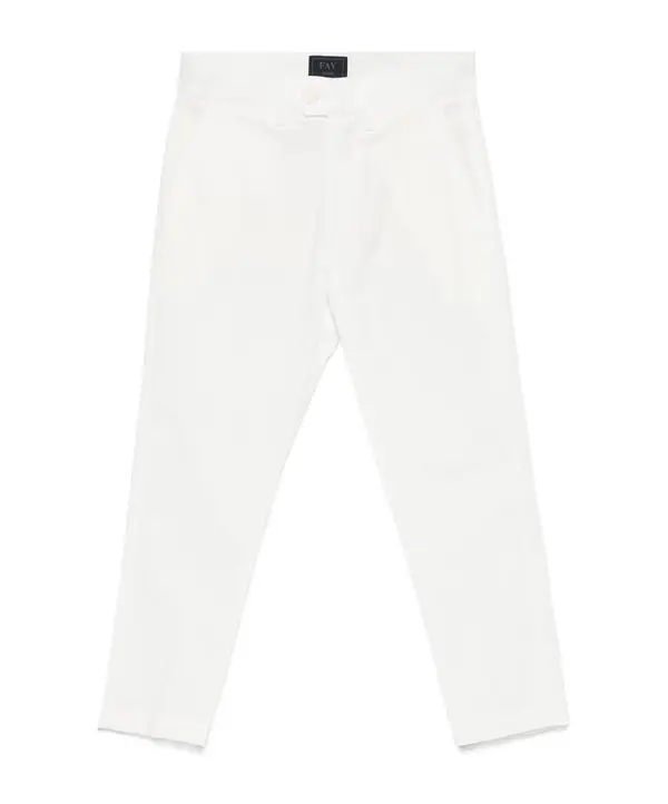 FAY Gabardine Weave Chinos - White