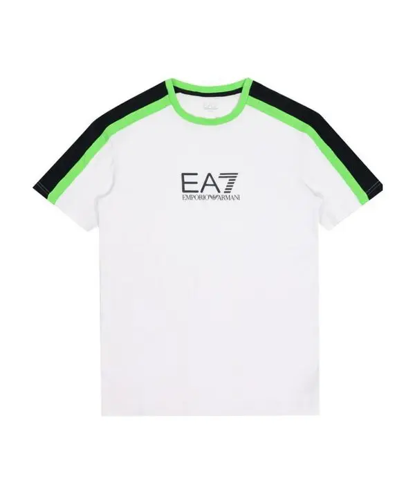 EA7 Logo Printed T-shirt With Round Neck - White