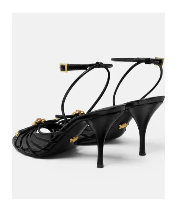 Versace Opera Bow Stiletto Sandals - Black