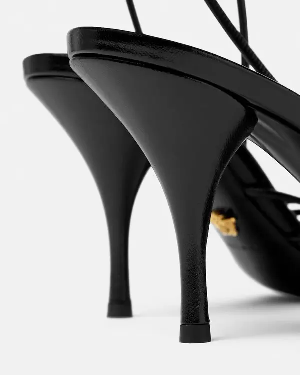 Versace Opera Bow Stiletto Sandals - Black