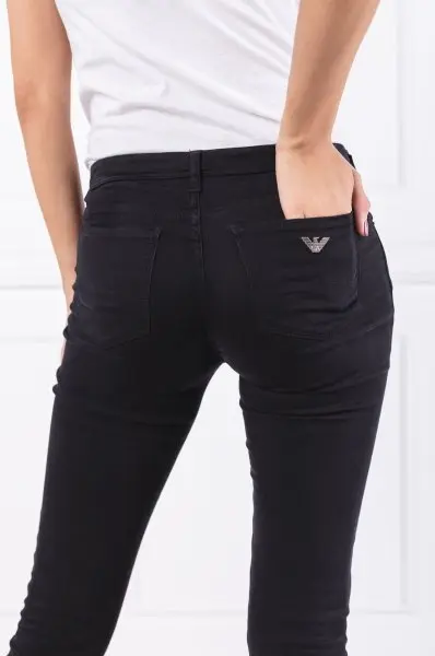 Emporio Armani Logo Detail Slim Fit Jeans - Black