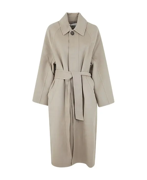 Ami Single Breasted Midi Coat - Nude