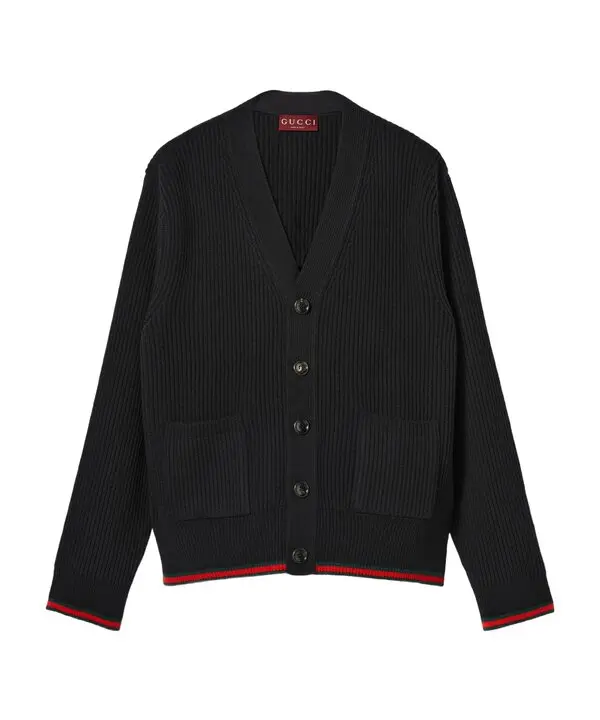Gucci Rib Knit V-neck Cardigan
