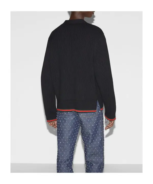 Gucci Rib Knit V-neck Cardigan