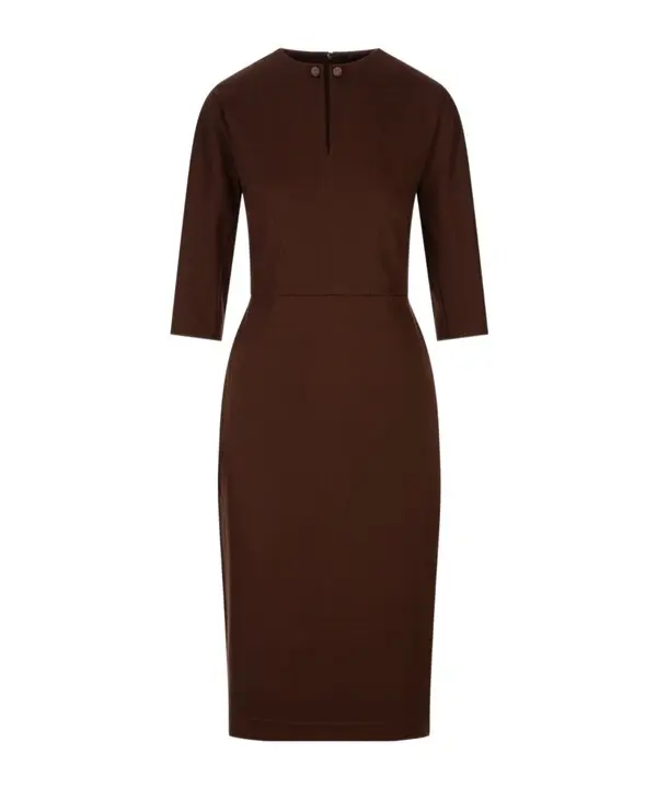 Fabiana Filippi Three-quarter Sleeve Crewneck Midi Dress