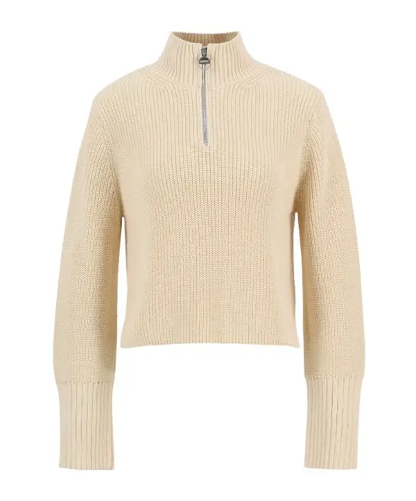 Barbour Long-sleeved Half-zip Sweater - Bone White