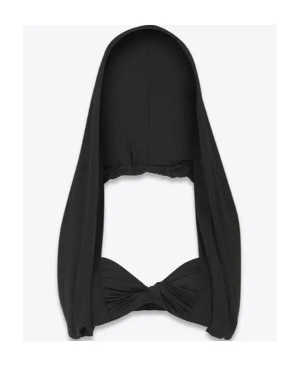 Saint Laurent Hooded Top In Shiny Jersey