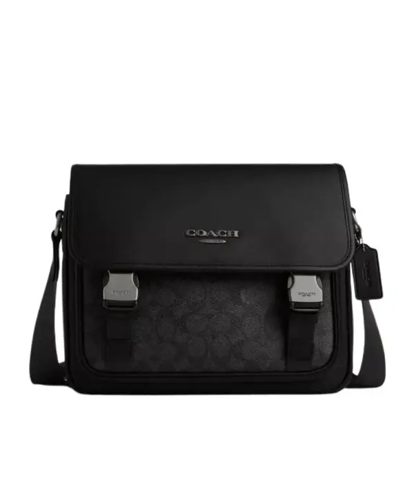 COACH Monogram Shoulder Bag With Adjustable Strap - Bronze/carbon Gray/black