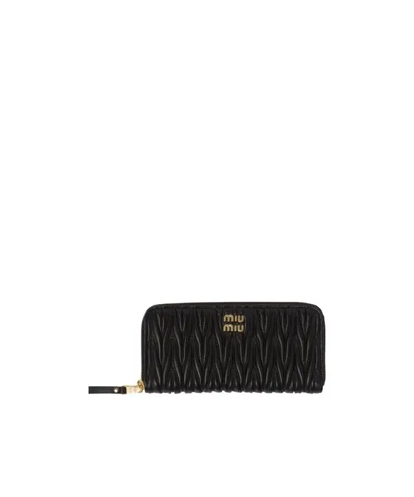 Miu Miu Matelassé Zipped Wallet - Black