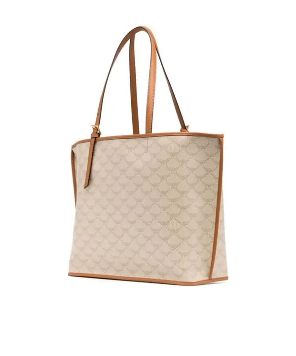 Mcm Lauretos Logo Printed Tote Bag - Nude