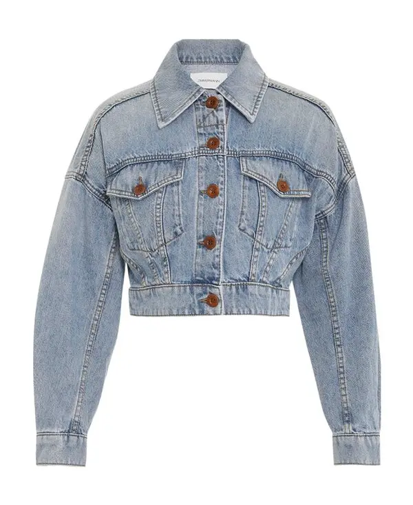 Zimmermann Raie Cropped Jacket - Blue