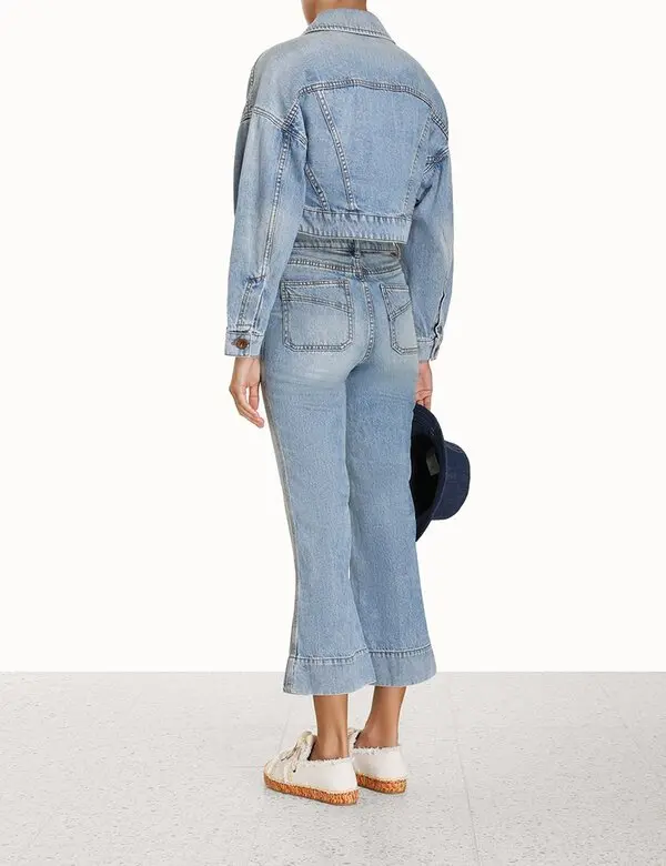 Zimmermann Raie Cropped Denim Jacket