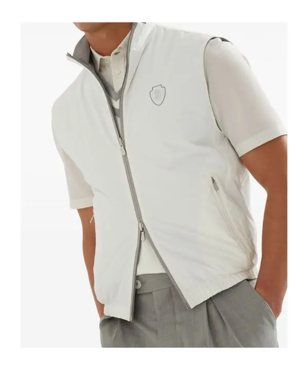 Brunello Cucinelli Reversible Quilted Zip-up Gilet - Off-white/gray