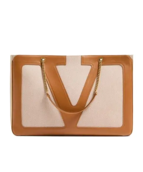 Valentino Garavani Vlogo Patch Zip-up Shoulder Bag - Natural/spice Color