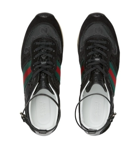 Gucci Re-motion Lace-up Sneakers With Detachable Ankle Strap - Black