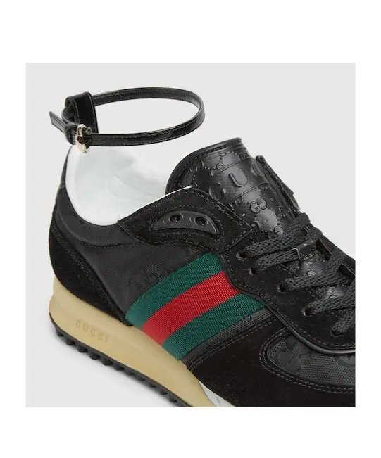 Gucci Re-motion Lace-up Sneakers With Detachable Ankle Strap - Black