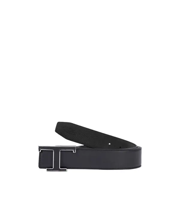 TOD'S Logo Plaque Reversible Belt - Black
