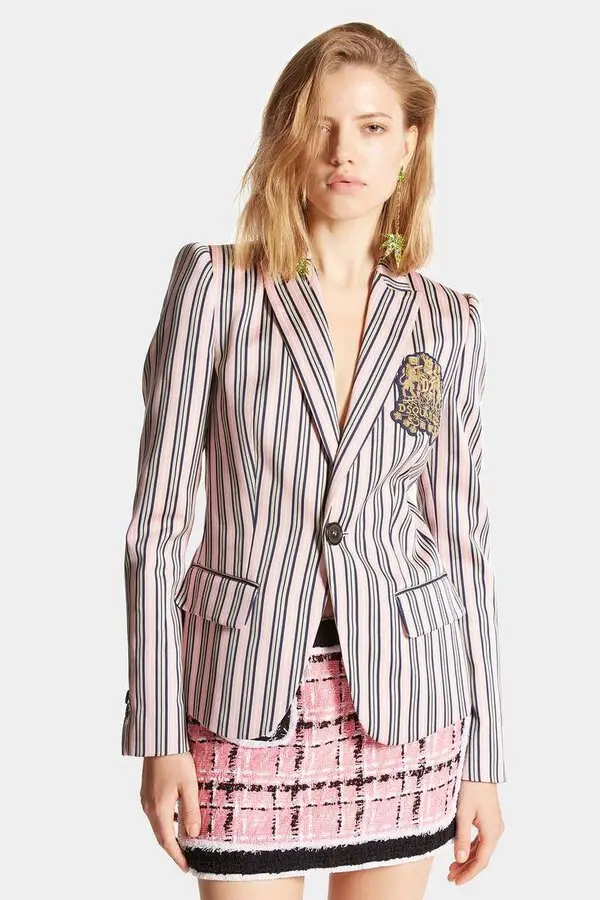 Dsquared2 Striped Lapel Blazer - Gray