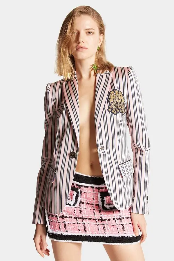 Dsquared2 Striped Lapel Blazer - Gray