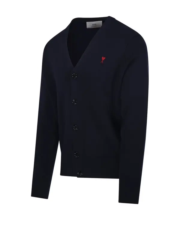 AMI Paris De Coeur Wool Cardigan