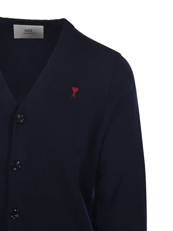AMI Paris De Coeur Wool Cardigan