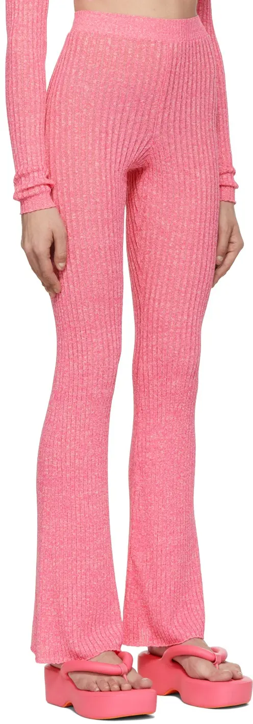 MSGM Rib Knit Logo Track Pants - Pink